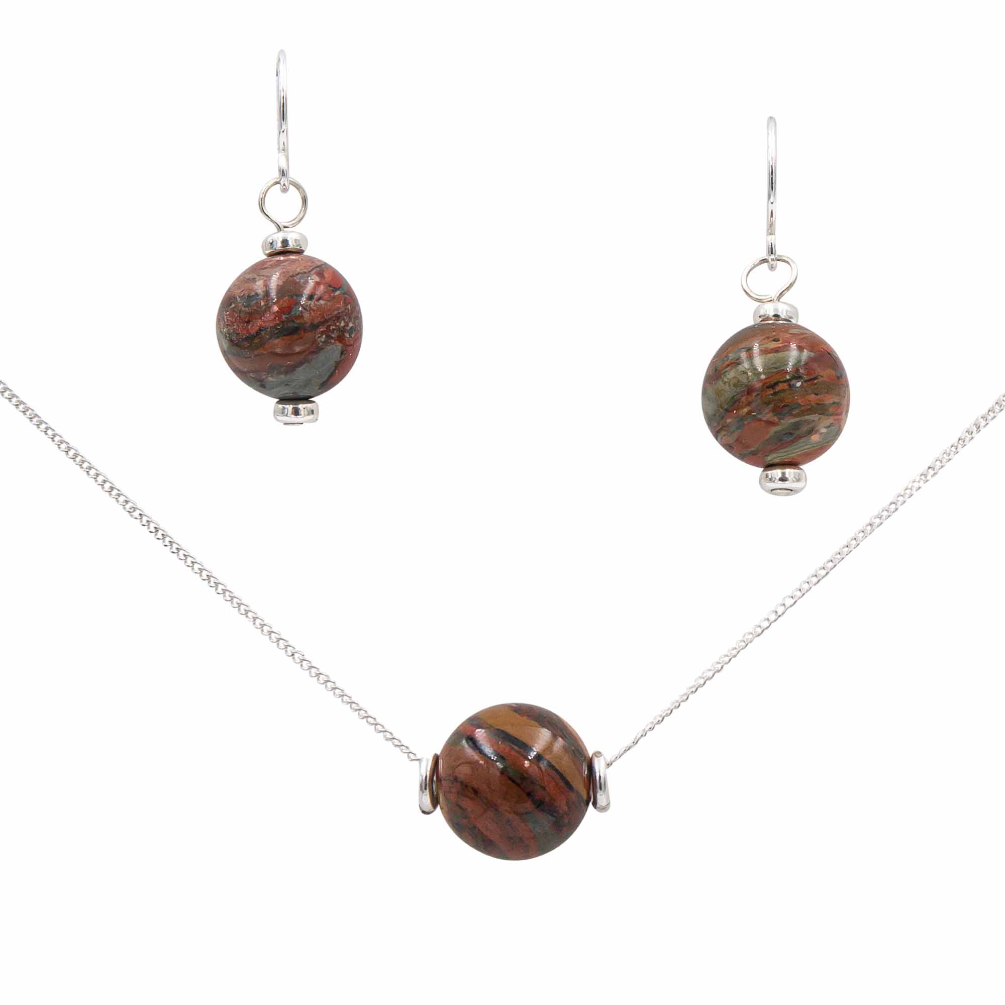 Fire Jasper On Silver Necklace & Earrings Set – Shop Online at Earth ...